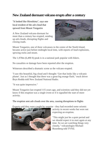 Natural Disasters Lesson 1 - Intro to Hazards | Teaching Resources