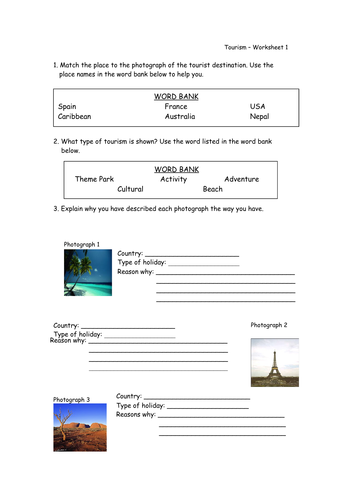 A Tourist's World Lesson 1 - What is tourism? | Teaching Resources