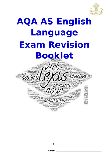 AQA AS Level English Language Revision Booklet | Teaching Resources