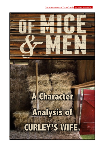 OF MICE AND MEN BOOKLET Character Study - Curley's Wife | Teaching ...