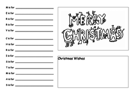 Merry Christmas acrostic poem | Teaching Resources