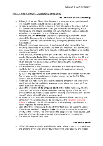 GCSE Edexcel History (9-1): Weimar & Nazi Germany, 1918-39 | Teaching ...