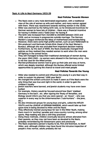GCSE Edexcel History (9-1): Weimar & Nazi Germany, 1918-39 | Teaching ...