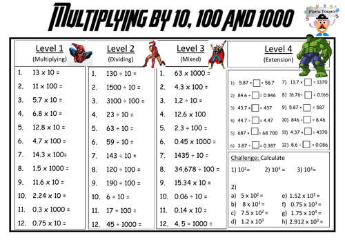 Differentated multiplying and dividing by powers of 10 | Teaching Resources