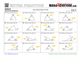 Angles in a Triangle (Extra Practice) | Teaching Resources