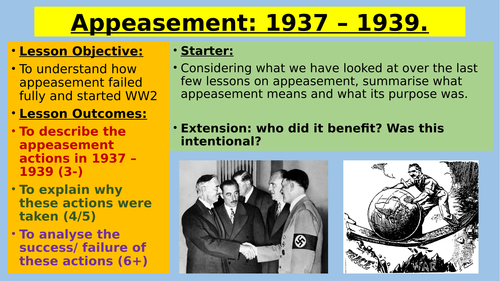 NEW OCR A: Appeasement - 1937-39 | Teaching Resources
