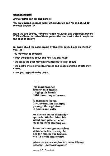 GCSE Unseen Poetry | Teaching Resources