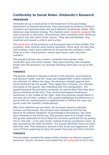 AS Psychology - Zimbardo's Study (Conforming to Social Roles ...