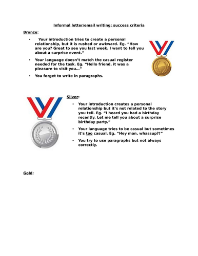 Informal Letter Writing (IGCSE ESL Q6) | Teaching Resources Informal Letter Writing (IGCSE ESL Q6) | Teaching Resources
