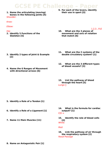 New OCR GCSE PE Revision - PE Challenge | Teaching Resources