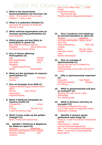 New OCR GCSE PE Revision - PE Challenge | Teaching Resources New OCR GCSE PE Revision - PE Challenge | Teaching Resources