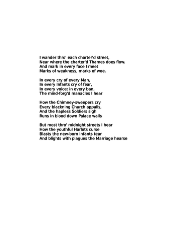 London - GCSE Poetry revision notes (Power and Conflict anthology ...