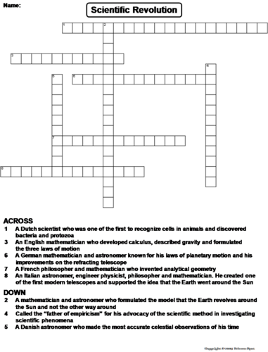 Scientific Revolution and the Enlightenment Crossword Puzzles Bundle ...