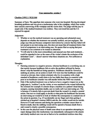 Criminal Law Case Notes | Teaching Resources