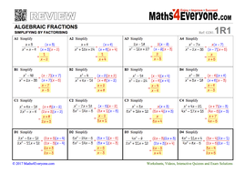 GCSE Revision (Algebraic Fractions: Simplifying) | Teaching Resources
