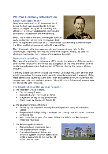 Weimar Germany Introduction | Teaching Resources