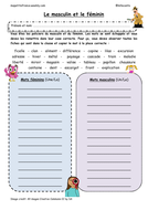 Two worksheets about "Masculin et féminin" | Teaching Resources