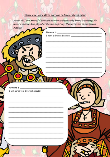 Anne of Cleves and Henry VIII Double activity comprehension Tudors ...