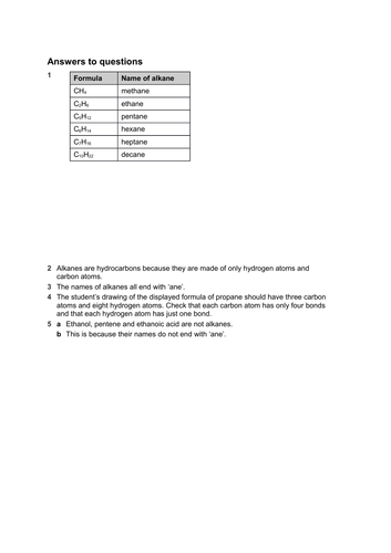 New GCSE Chemistry_Hydrocarbons_C2 7.2 Alkanes | Teaching Resources