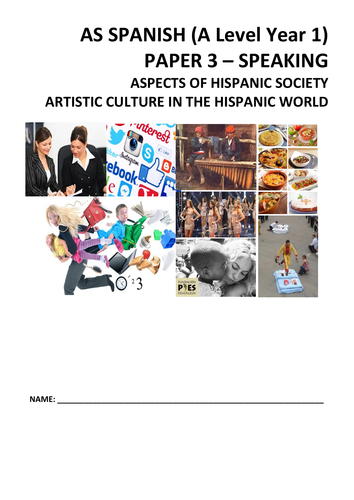 New Spanish A Level: Year 1 (AS) Paper 3 (speaking) discussion cards ...
