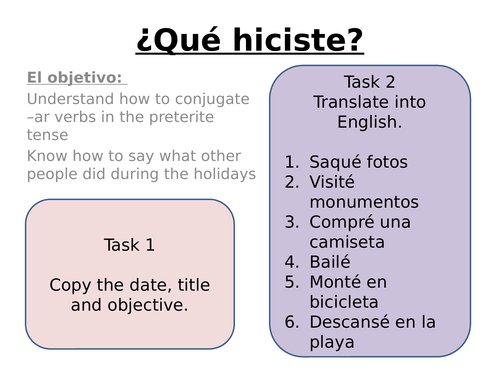 Que hiciste - Holidays activities in the past tense/Preterite tense of ...