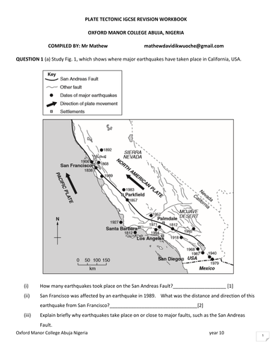 IGCSE EARTHQUAKE AND VOLCANO WORKBOOK | Teaching Resources