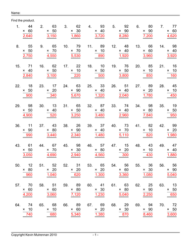 1000 questions Multiplication Powers of Ten Mathematics KS2 Calculator ...