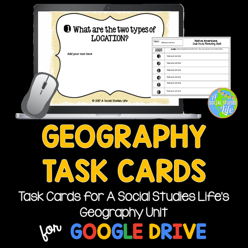 Geography Task Cards and Recording Sheet | Teaching Resources