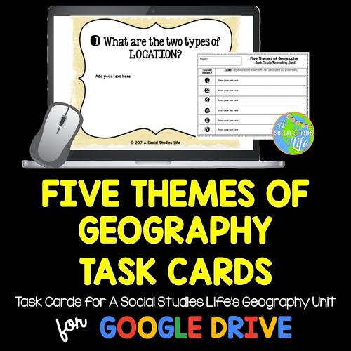 Five Themes of Geography Task Cards and Recording Sheet | Teaching ...