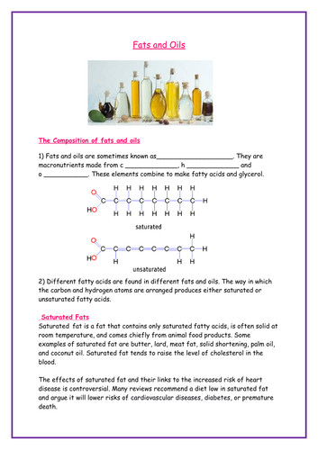 Fats and Oils GCSE Food Preparation and Nutrition | Teaching Resources