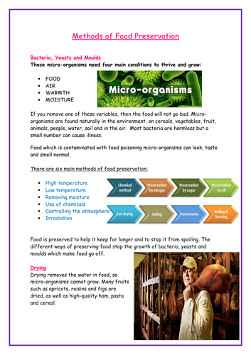 Methods of Food Preservation GCSE Food Preparation and Nutrition ...