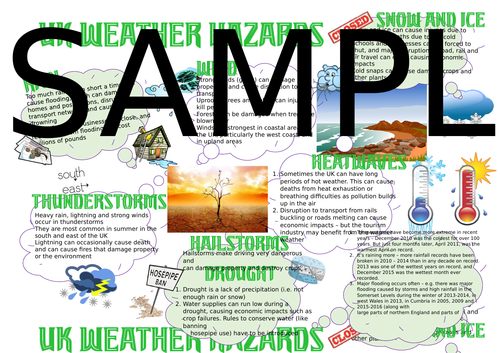 GCSE Geography UK Weather Hazards Learning Mat | Teaching Resources