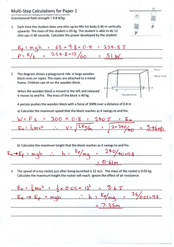 Calculations using equations for AQA GCSE physics | Teaching Resources
