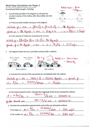 Calculations using equations for AQA GCSE physics | Teaching Resources