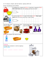Year 3 - differentiated worksheets - Capacity | Teaching Resources