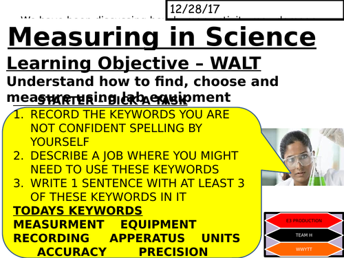 Science skills - Lab equipment, measuring skills, units, patterns ...