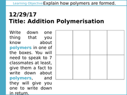 AQA GCSE: C11 Polymers: L1 Addition Polymerisation | Teaching Resources