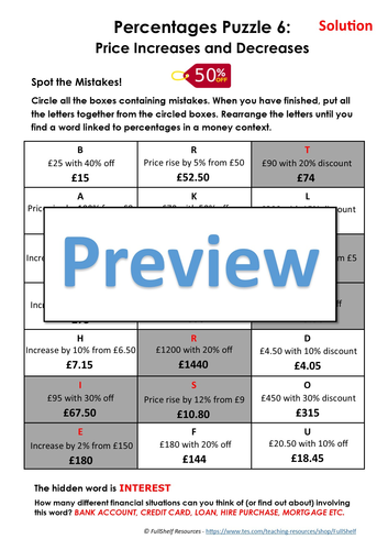 Percentages Revision Worksheets | Teaching Resources