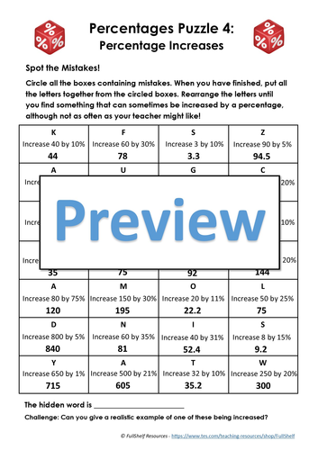Percentages Revision Worksheets | Teaching Resources