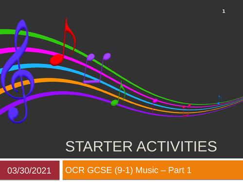 OCR GCSE (9-1) Music Listening Starters Part 1 | Teaching Resources