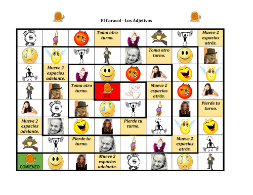 Adjetivos (Spanish Adjectives) Caracol Snail Game | Teaching Resources