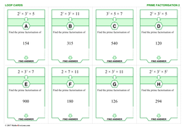 Prime Factorisation 2 (Treasure Hunt) | Teaching Resources