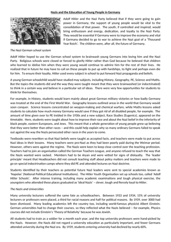 Education in Nazi Germany | Teaching Resources