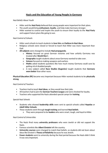 Education in Nazi Germany | Teaching Resources