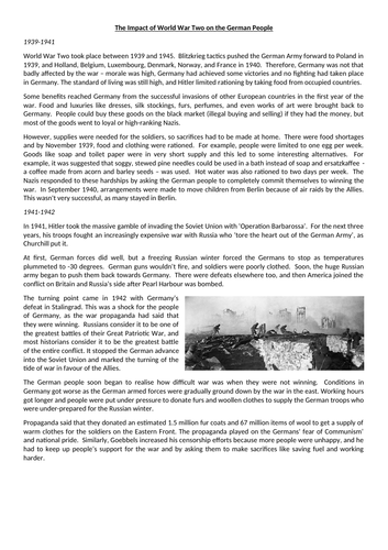 The Impact of World War Two on Nazi Germany | Teaching Resources