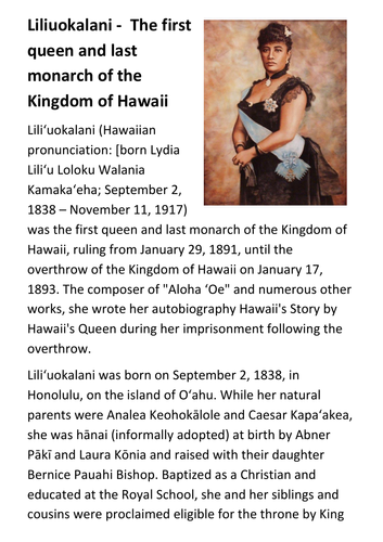 Liliuokalani - The first queen and last monarch of the Kingdom of ...
