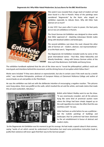 Art and Culture in Nazi Germany | Teaching Resources