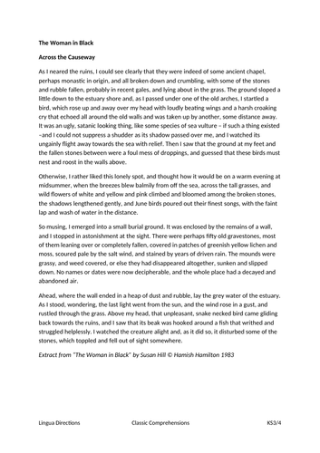 THE WOMAN IN BLACK. ACROSS THE CAUSEWAY. READING COMPREHENSION. WITH ...