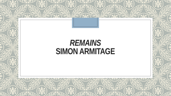 Remains - Simon Armitage | Teaching Resources