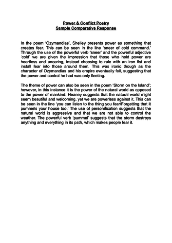 Power and Conflict Poetry Introduction and Poetry Comparison | Teaching ...